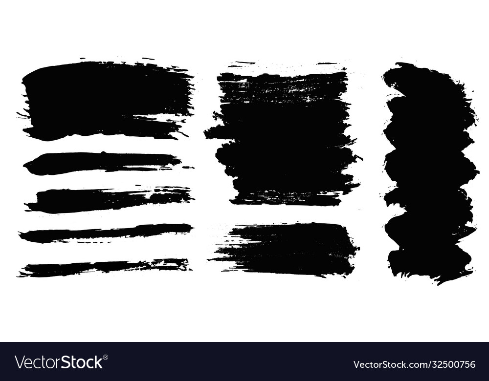 Brush strokes paintbrushes set grunge Royalty Free Vector