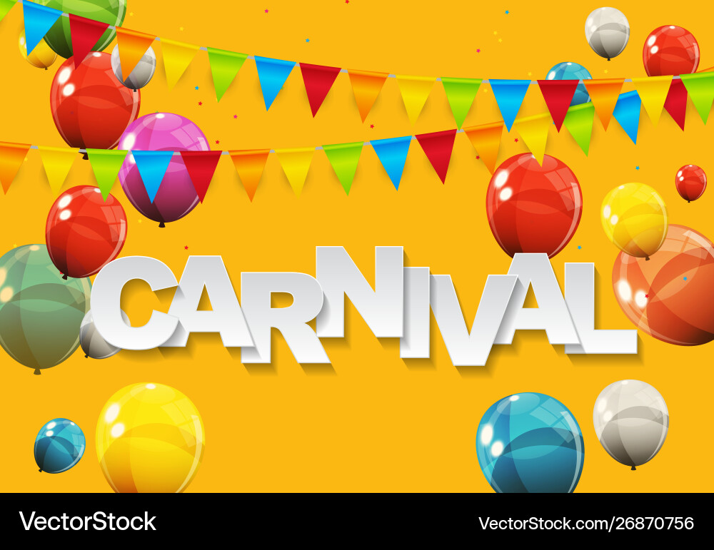 Carnival banner with bunting flags and flying Vector Image
