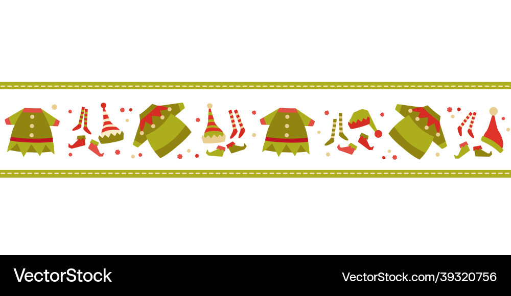 Christmas elf costume cute seamless border Vector Image