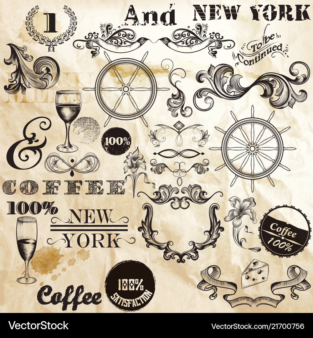 Collection of typographic elements vintage style Vector Image