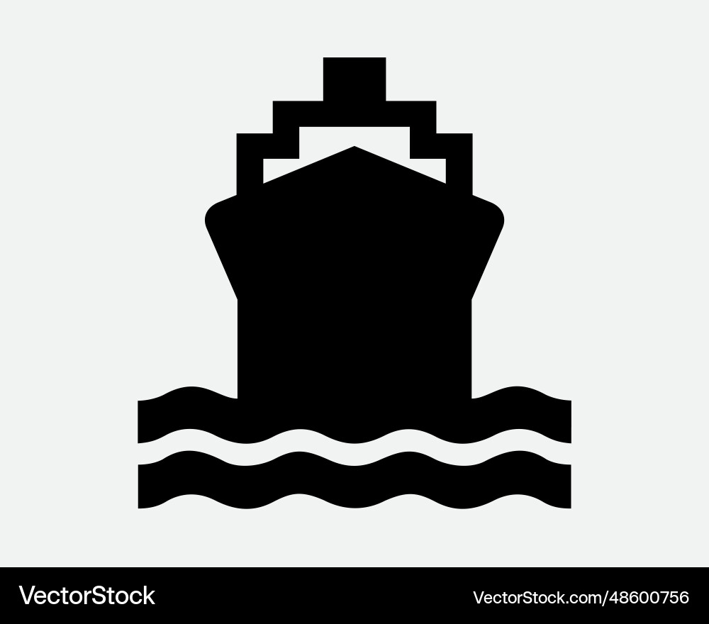 Container ship icon big boat shipping vessel front