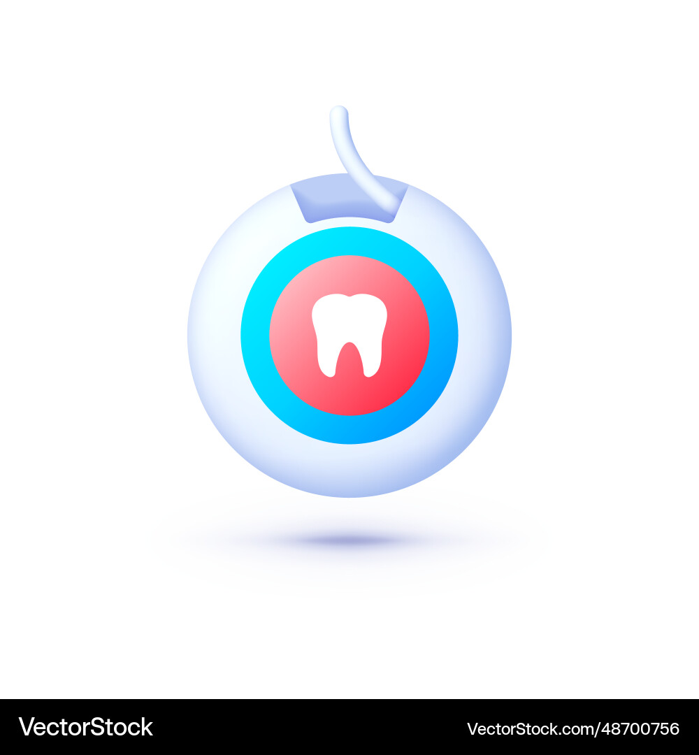 Dental floss icon in 3d style on white background Vector Image