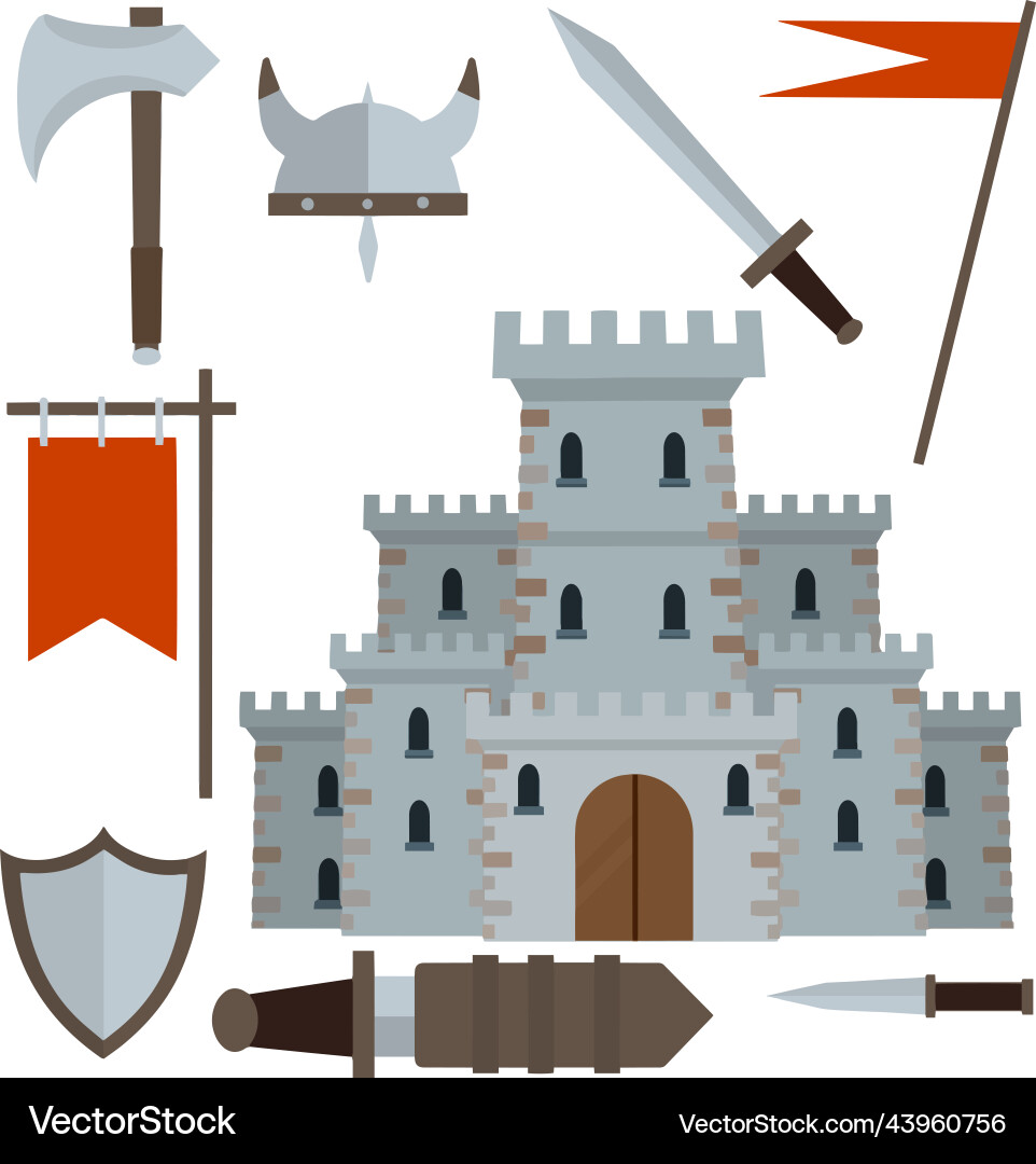 European historical armor and weapons Royalty Free Vector