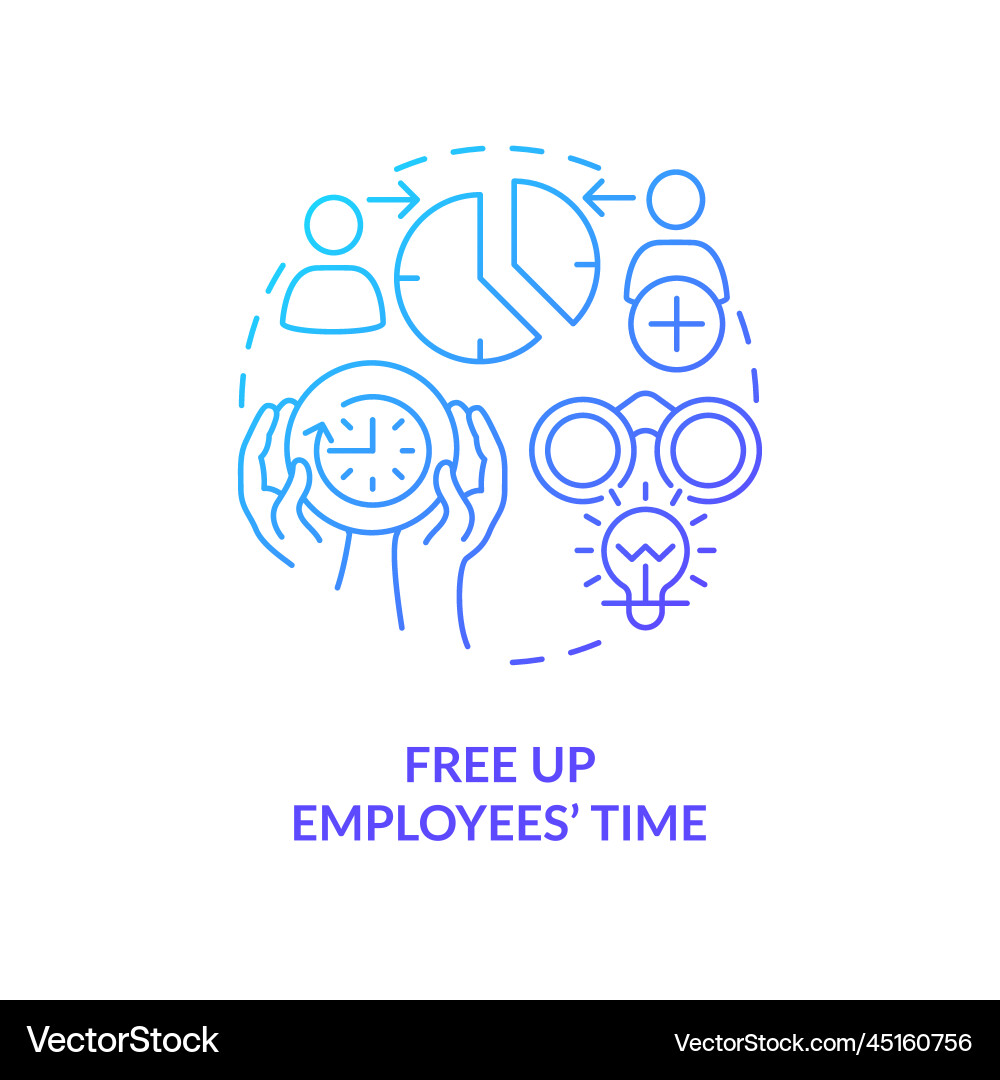 Free up employees time blue gradient concept icon Vector Image
