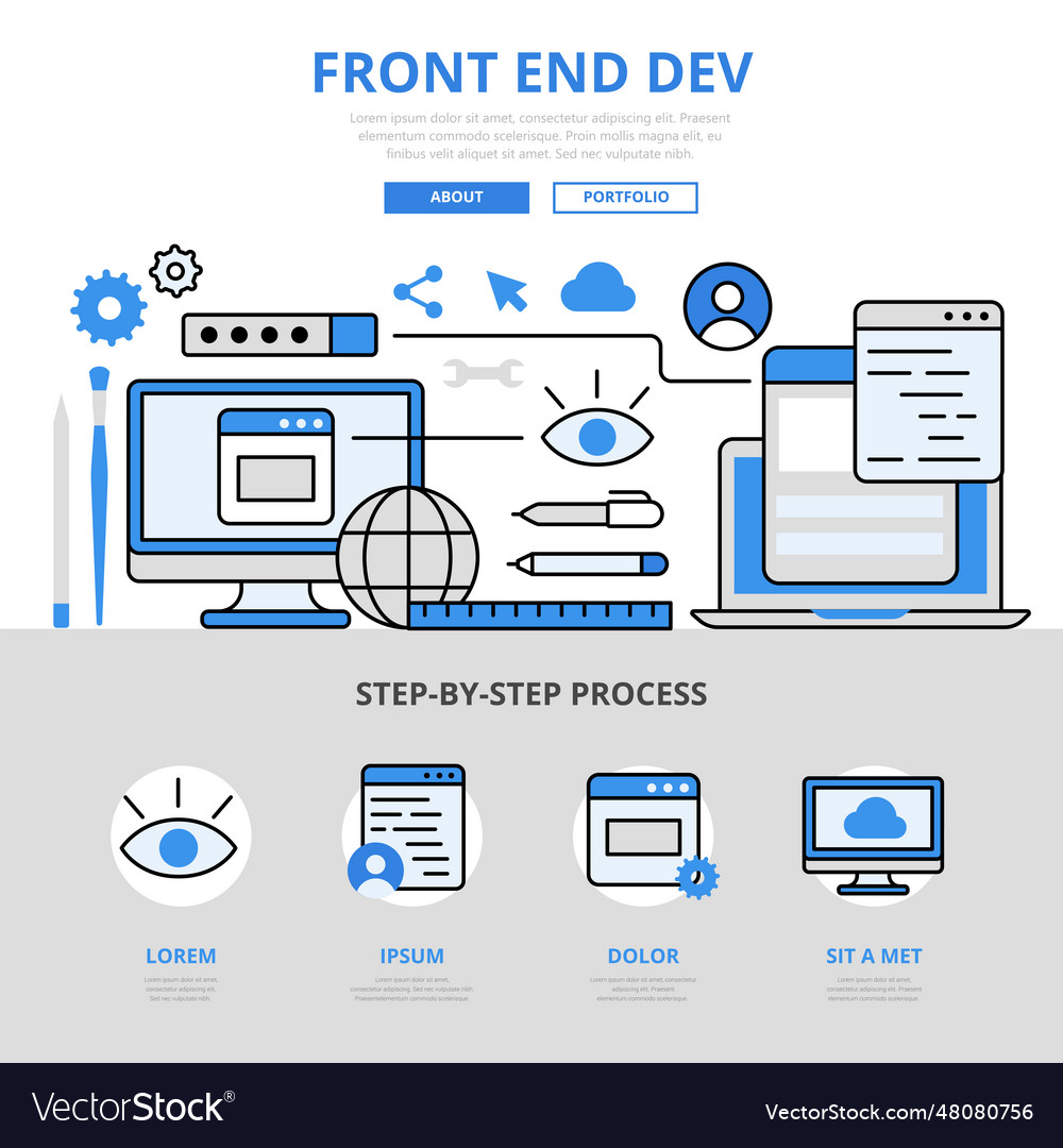 Frontend development front end dev app Royalty Free Vector