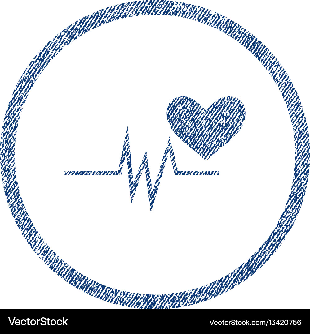 Heart pulse signal rounded fabric textured icon Vector Image