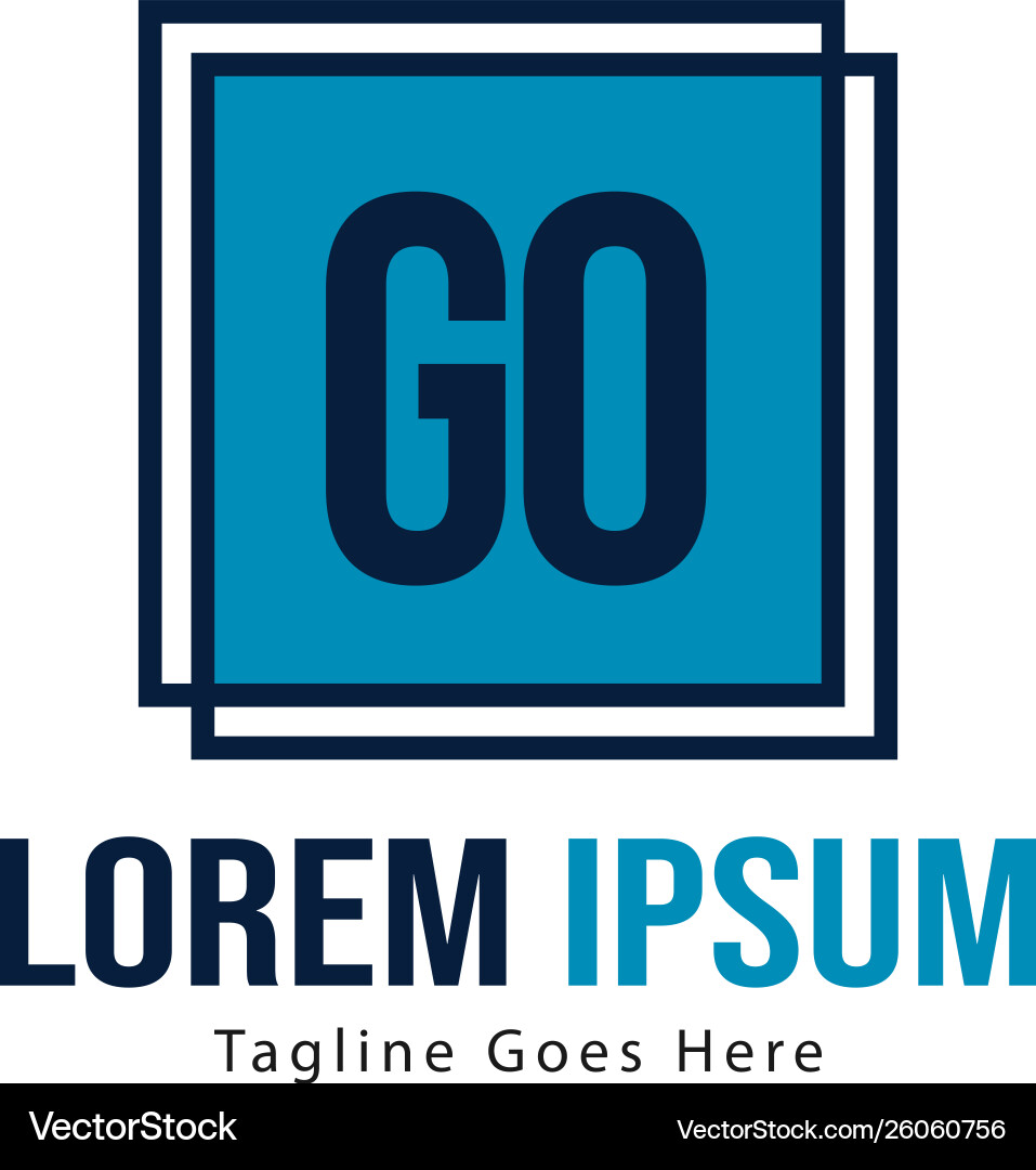 Initial go logo template with modern frame Vector Image