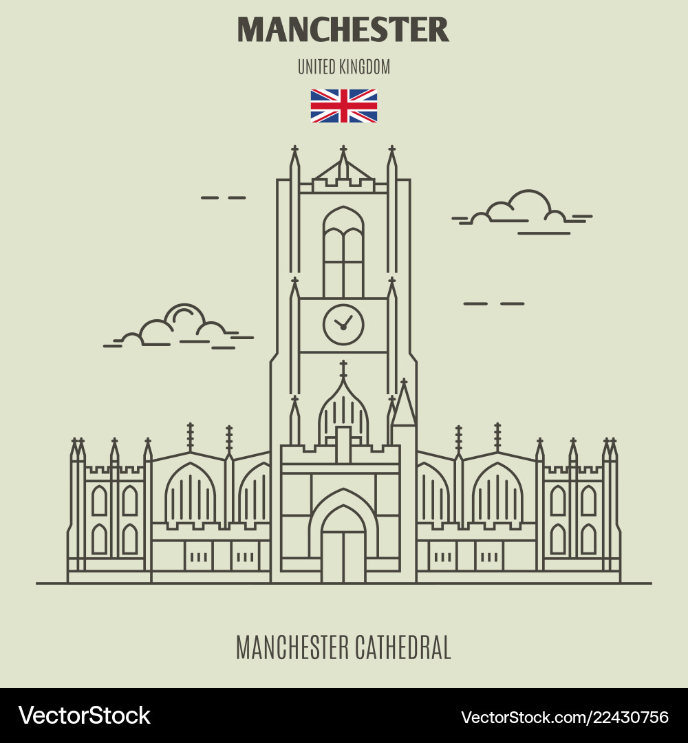 Manchester cathedral in manchester Royalty Free Vector Image