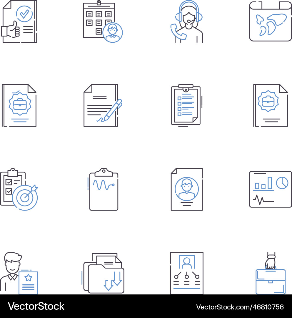 Record keeping line icons collection organization Vector Image