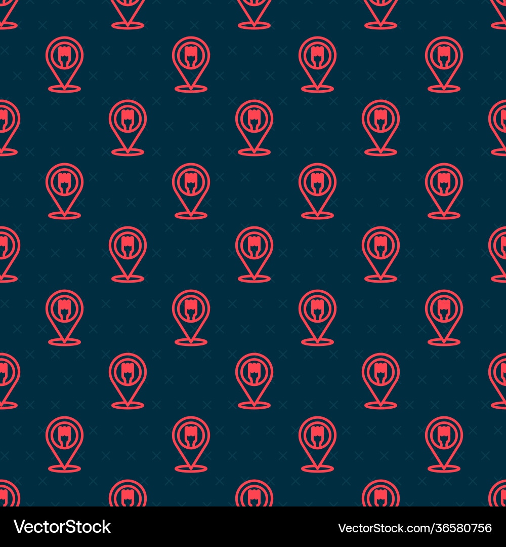Red line cafe and restaurant location icon Vector Image