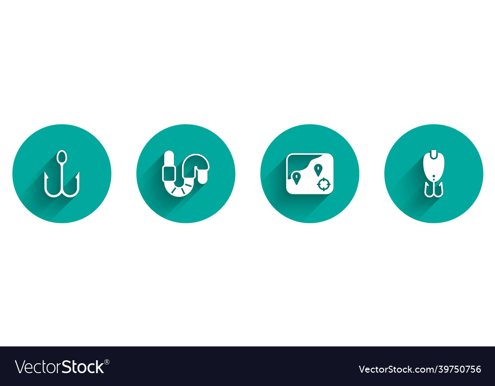 Set fishing hook worm location fishing and lure Vector Image Set fishing hook worm location fishing and lure Vector Image