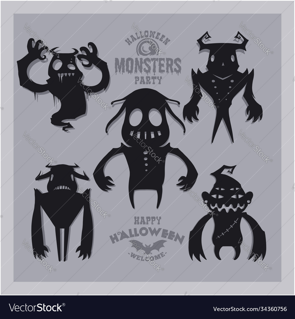 Set monsters for halloween a collection Royalty Free Vector