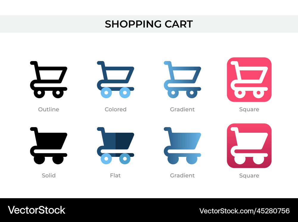 Shopping cart icon in different style Royalty Free Vector
