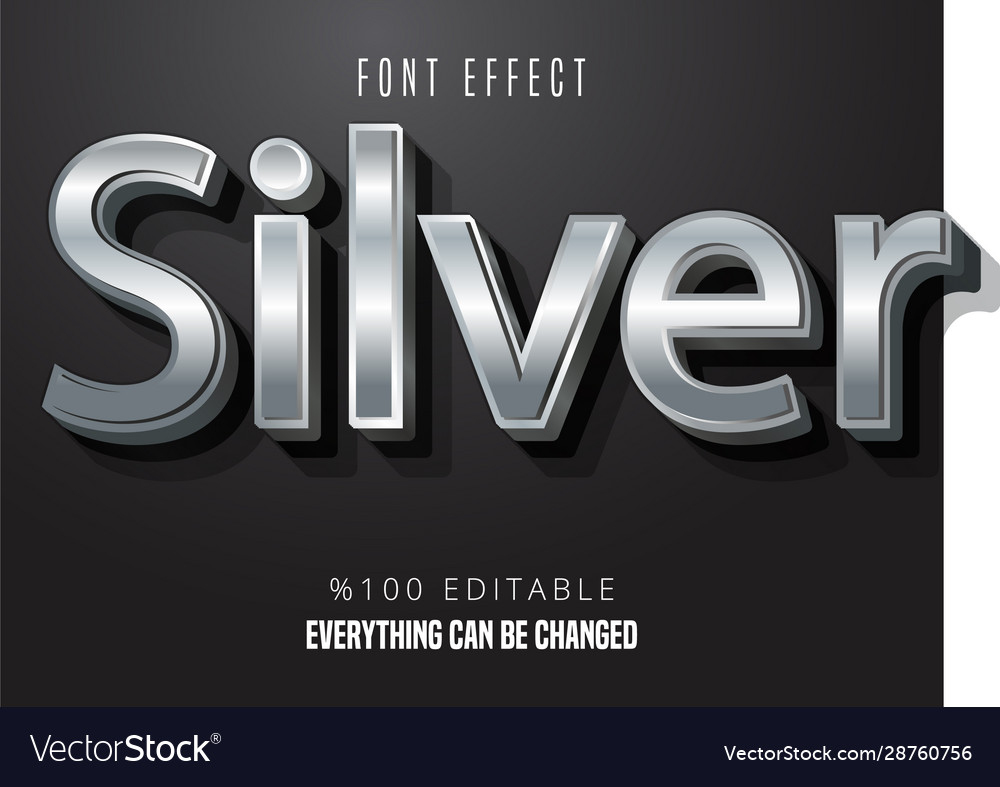 Silver gradient font effect Royalty Free Vector Image