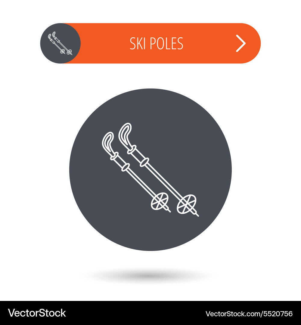Skiing icon ski sticks or poles sign Royalty Free Vector