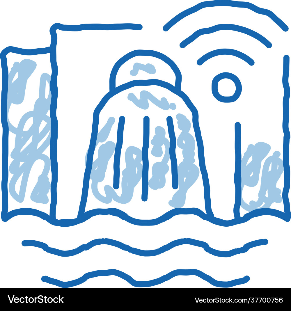 Smart hydroelectric power station doodle icon hand