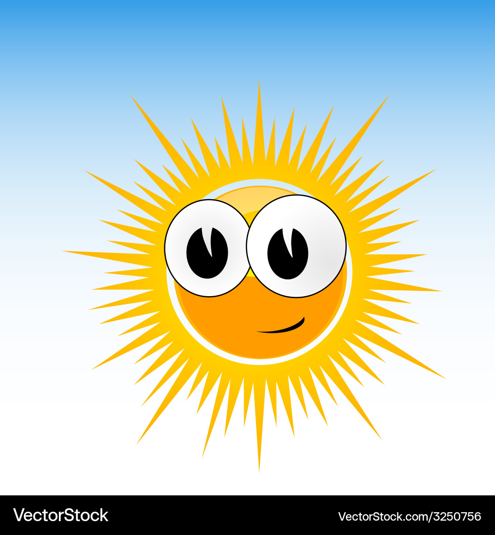 Sun funny with smile and big eye Royalty Free Vector Image