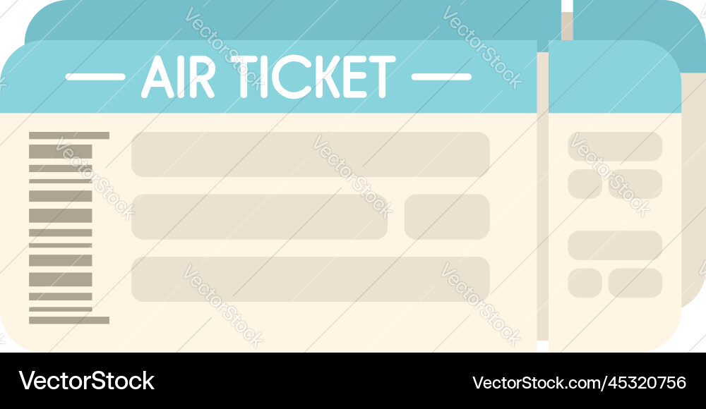 Tourist air ticket icon flat fly trip Royalty Free Vector