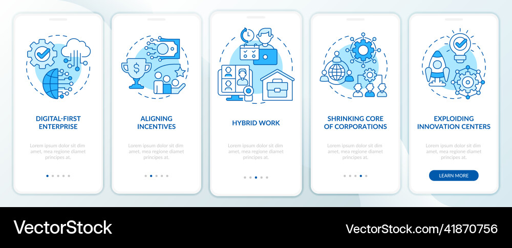 Trends in enterprise blue onboarding mobile app Vector Image