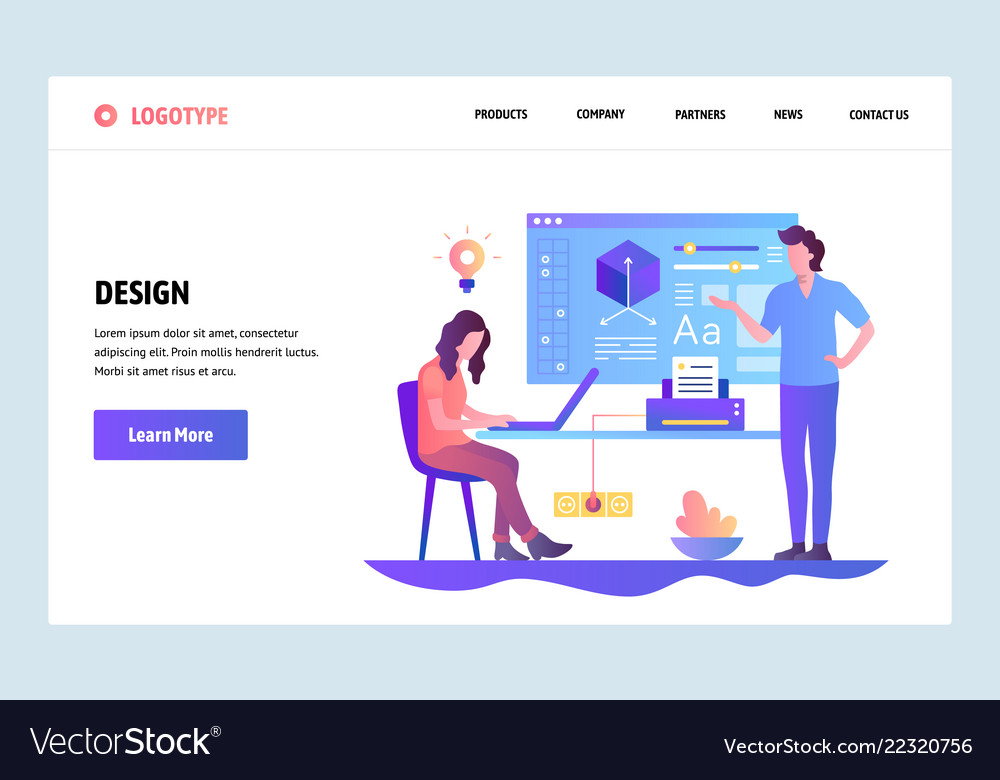 Web site linear art design template design Vector Image