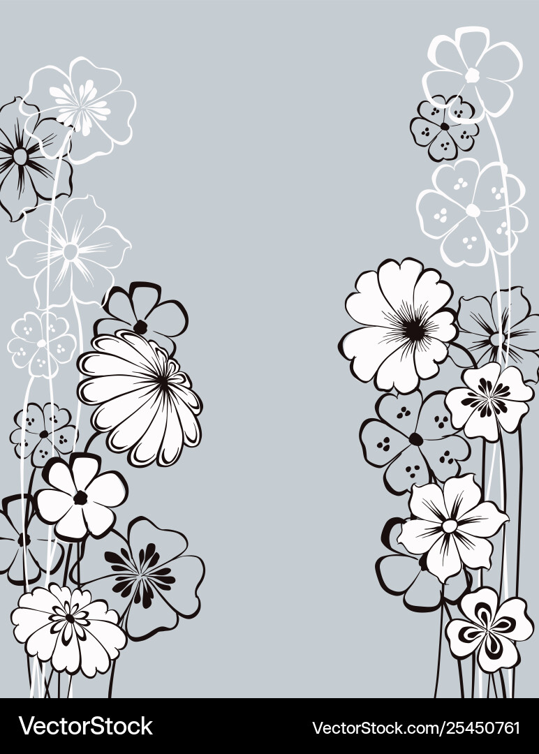 A greeting card with decorative drawn flowers Vector Image