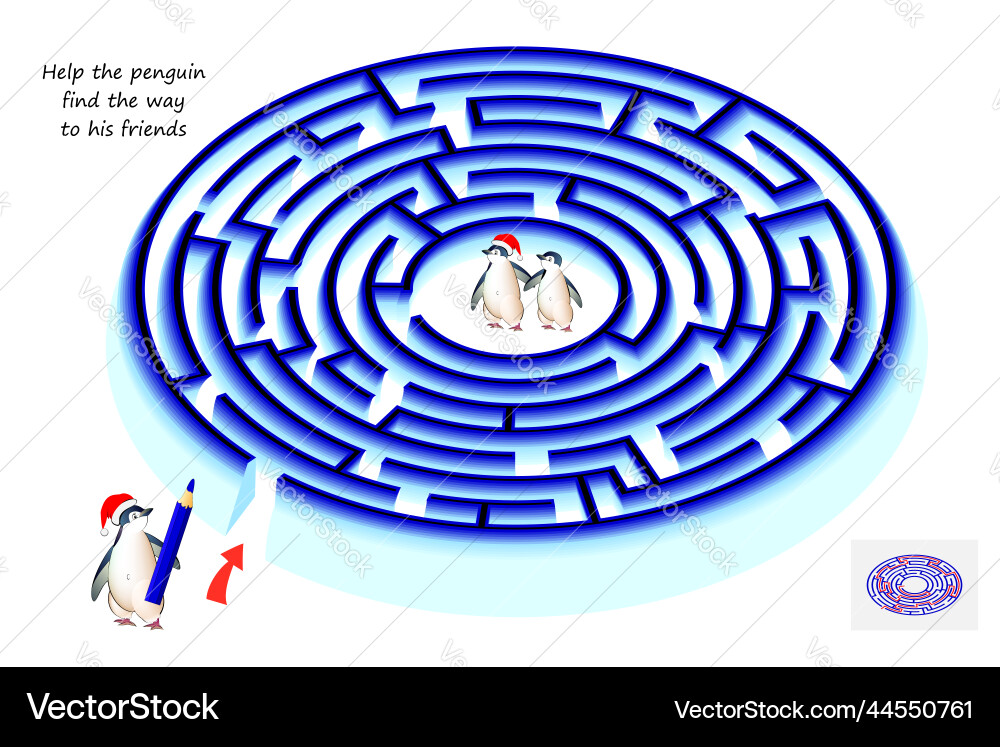 Best labyrinths help the penguin find way Vector Image