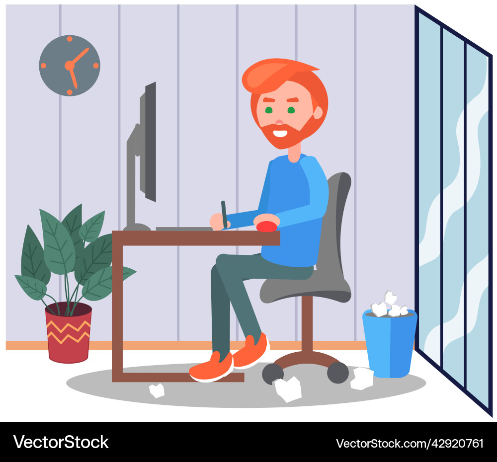 Business employees on their workspace co-worker Vector Image