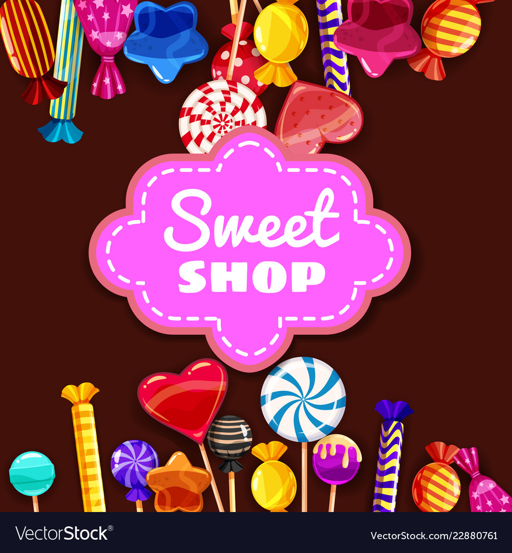 Candy sweet shop background set of different Vector Image