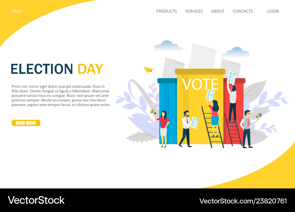 Election day website landing page design Vector Image