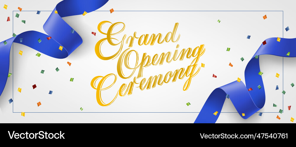 Grand opening ceremony festive banner design Vector Image