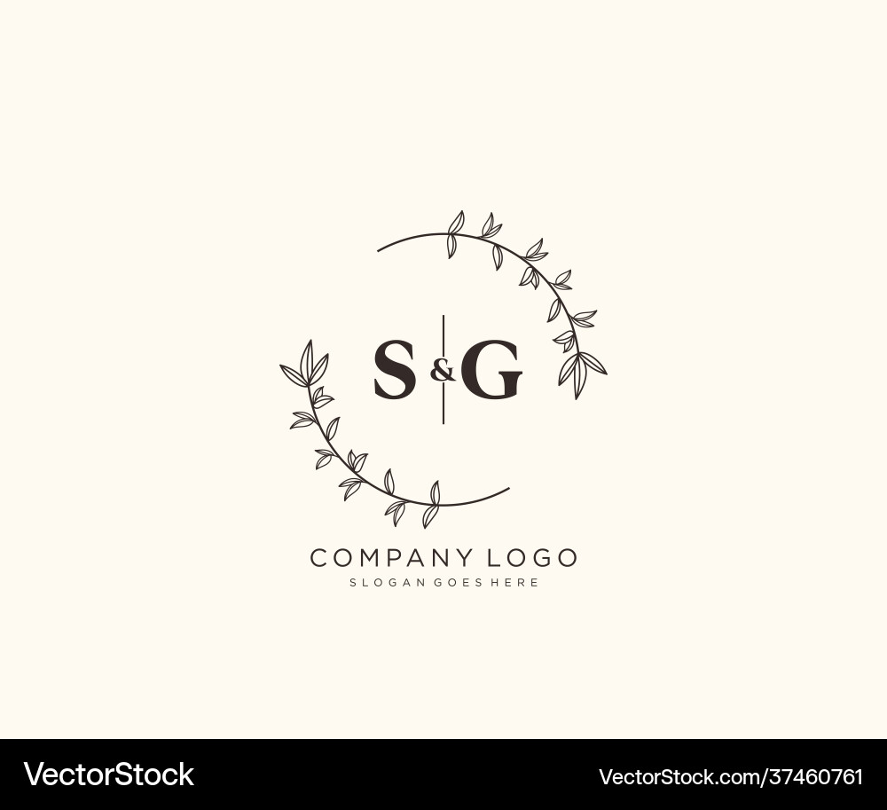 Initial sg letters beautiful floral feminine Vector Image