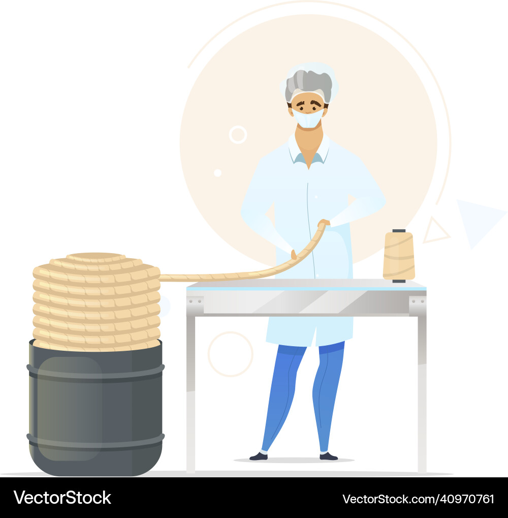 Knitting yarn production process flat color male Vector Image