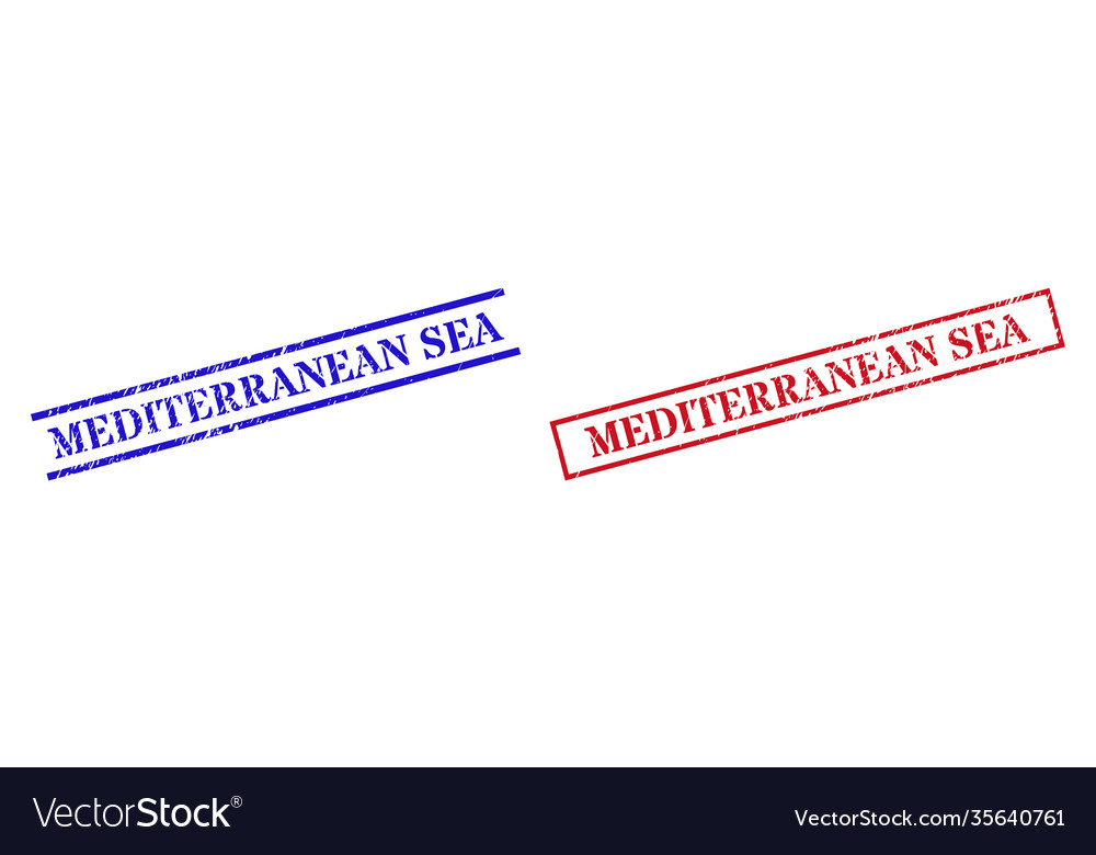 Mediterranean sea textured rubber stamp seals Vector Image
