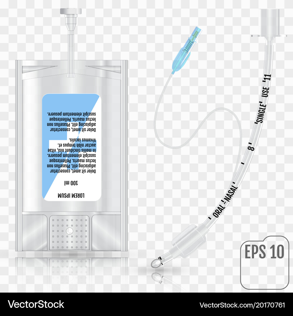 Realistic intravenous fluid and tracheal Vector Image