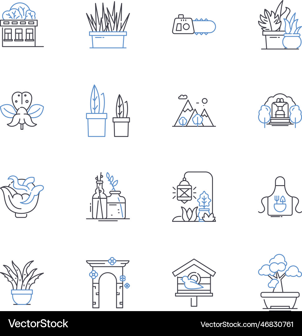 Shrubbery bushes line icons collection leafy Vector Image