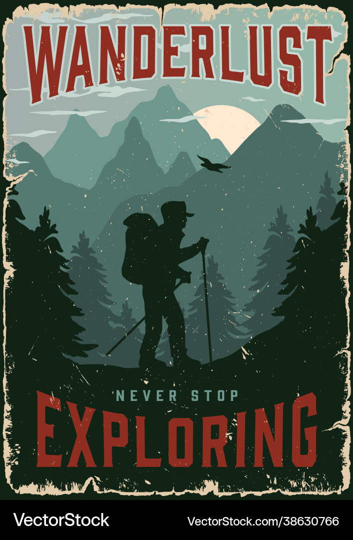 Adventure time vintage poster Royalty Free Vector Image