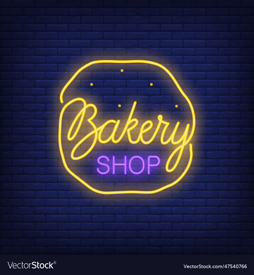 Bakery shop neon sign Royalty Free Vector Image