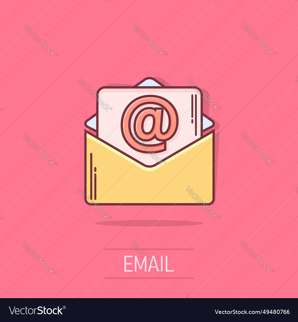 Cartoon mail envelope icon in comic style email Vector Image Cartoon mail envelope icon in comic style email Vector Image