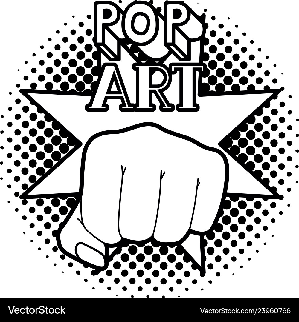 Hand in sign power pop art Royalty Free Vector Image