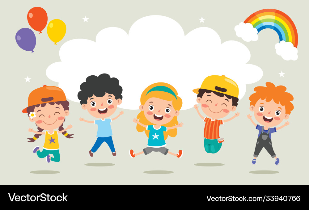 Happy little children having fun Royalty Free Vector Image