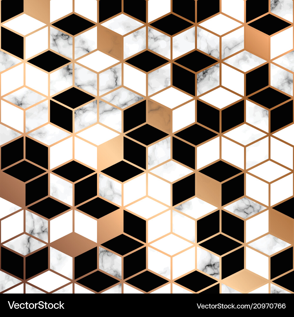 Marble texture design with golden geometric lines Vector Image