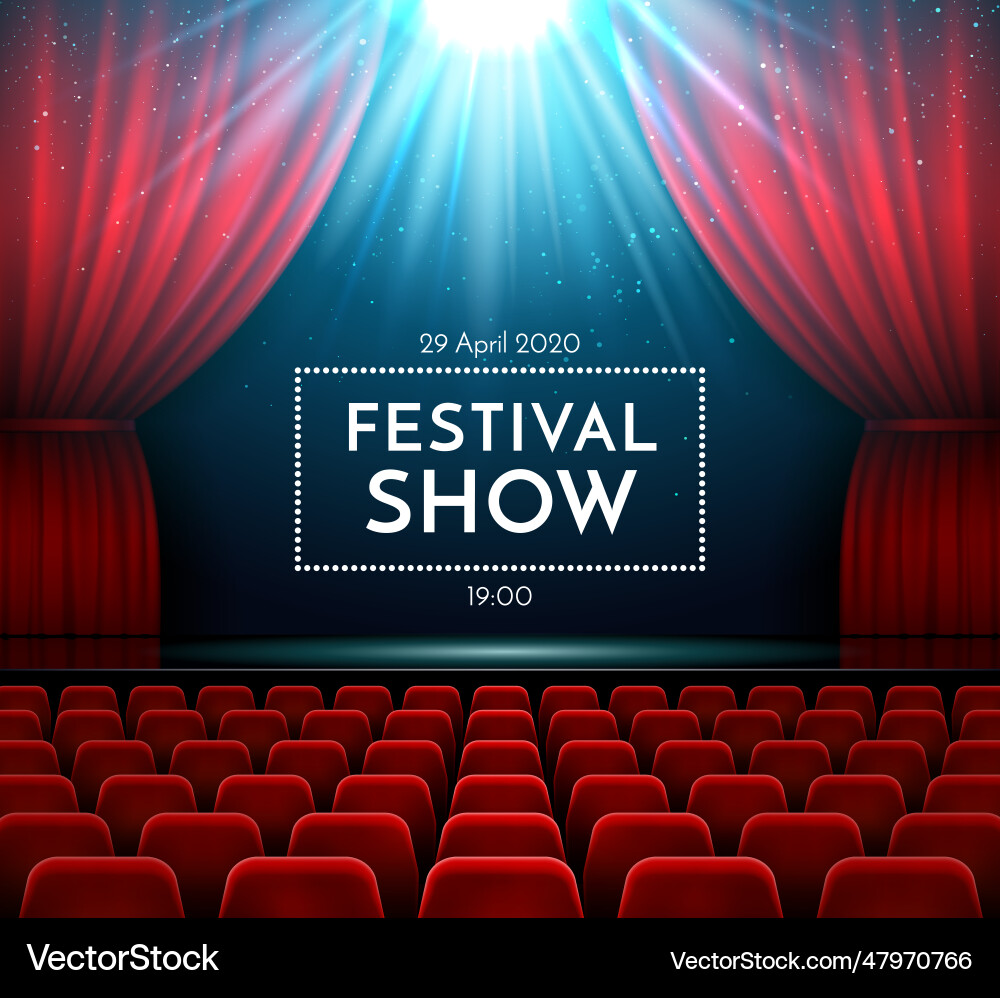 Opera show stage interior with red curtain Vector Image