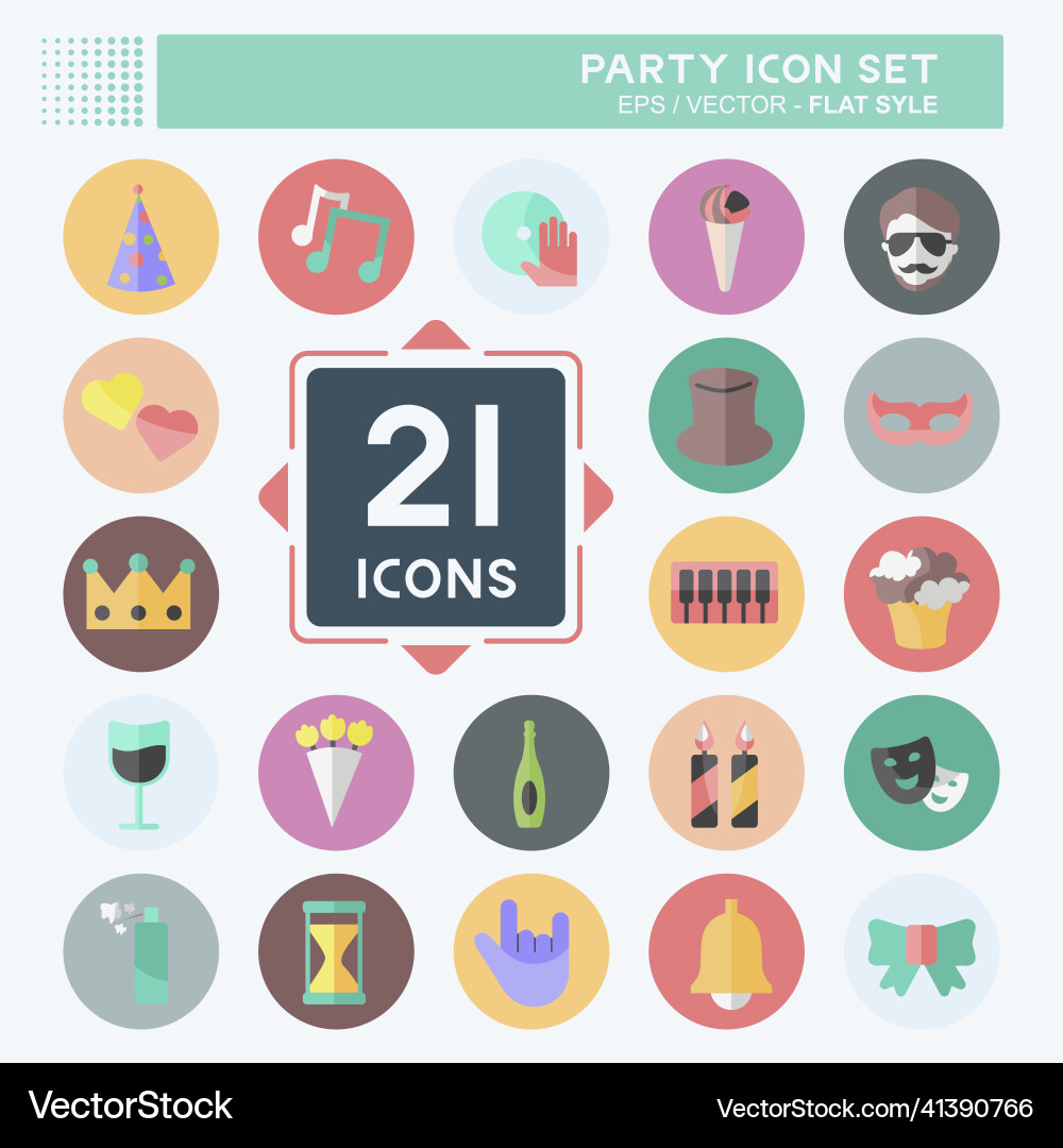 Party icon set in trendy flat style isolated Vector Image