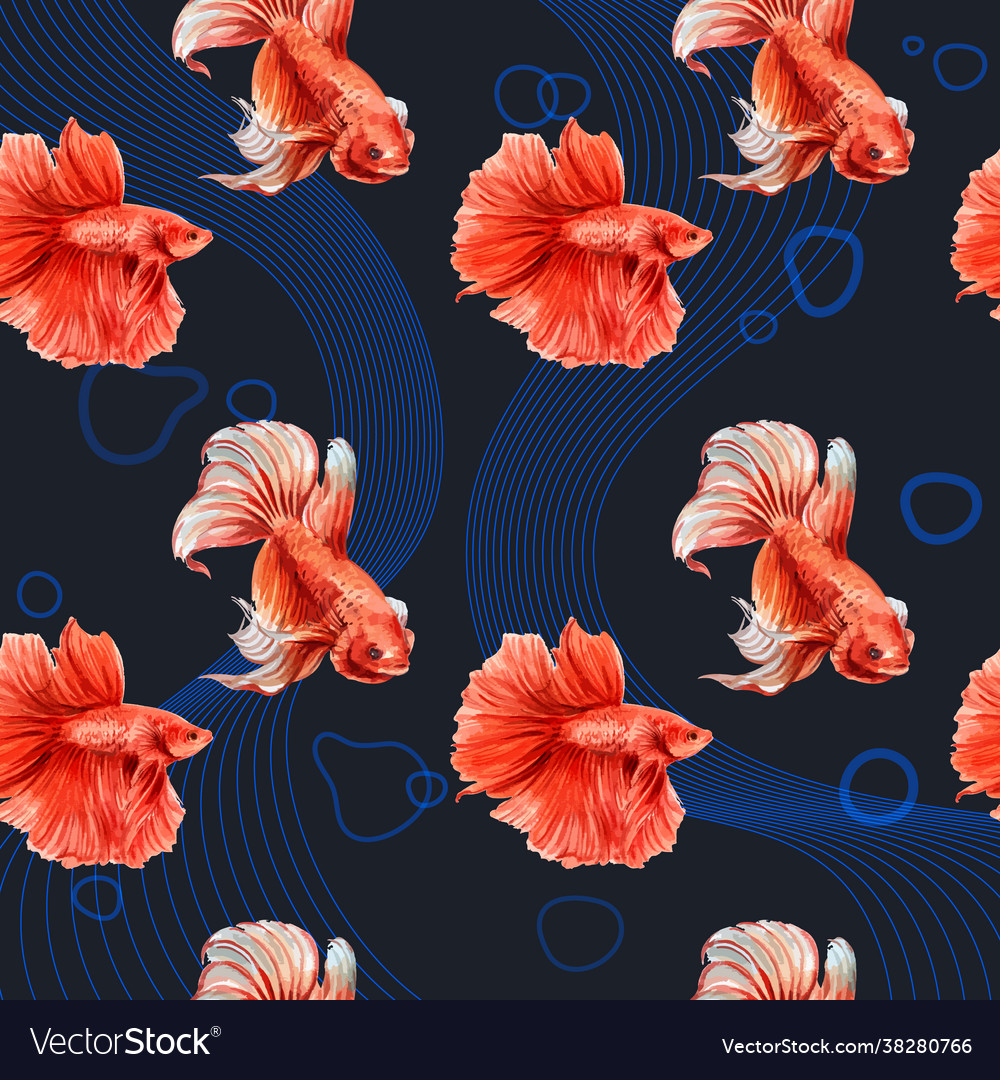 Pattern template with siames fighting fish Vector Image