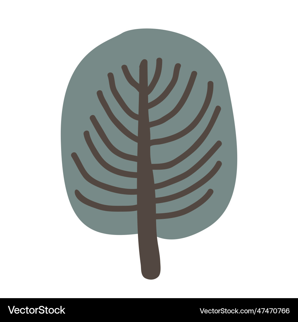 Round shape tree icon in doodle cartoon style Vector Image