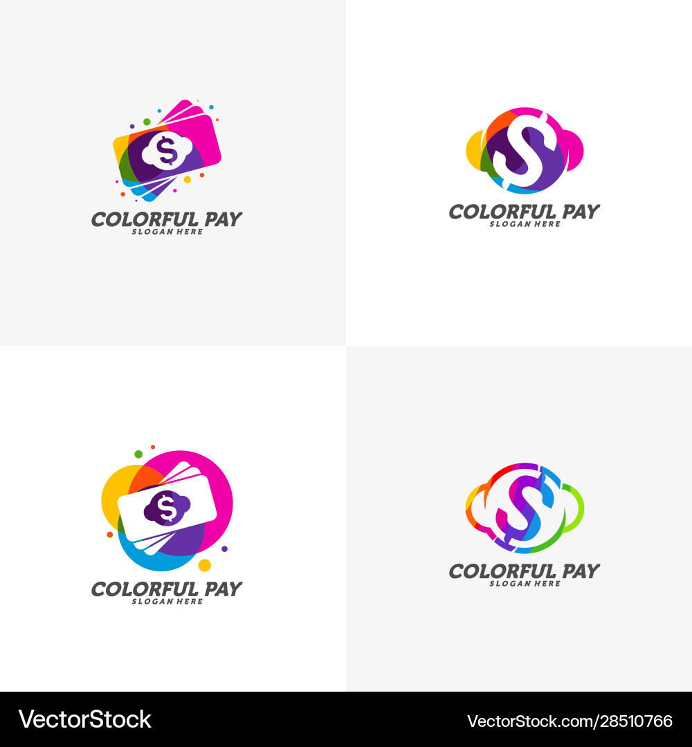 Set colorful money logo template design Royalty Free Vector