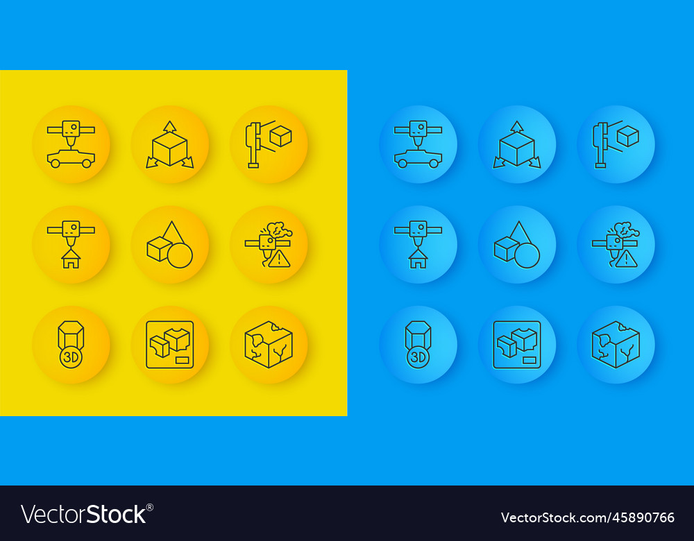 Set line 3d printer house basic geometric shapes Vector Image