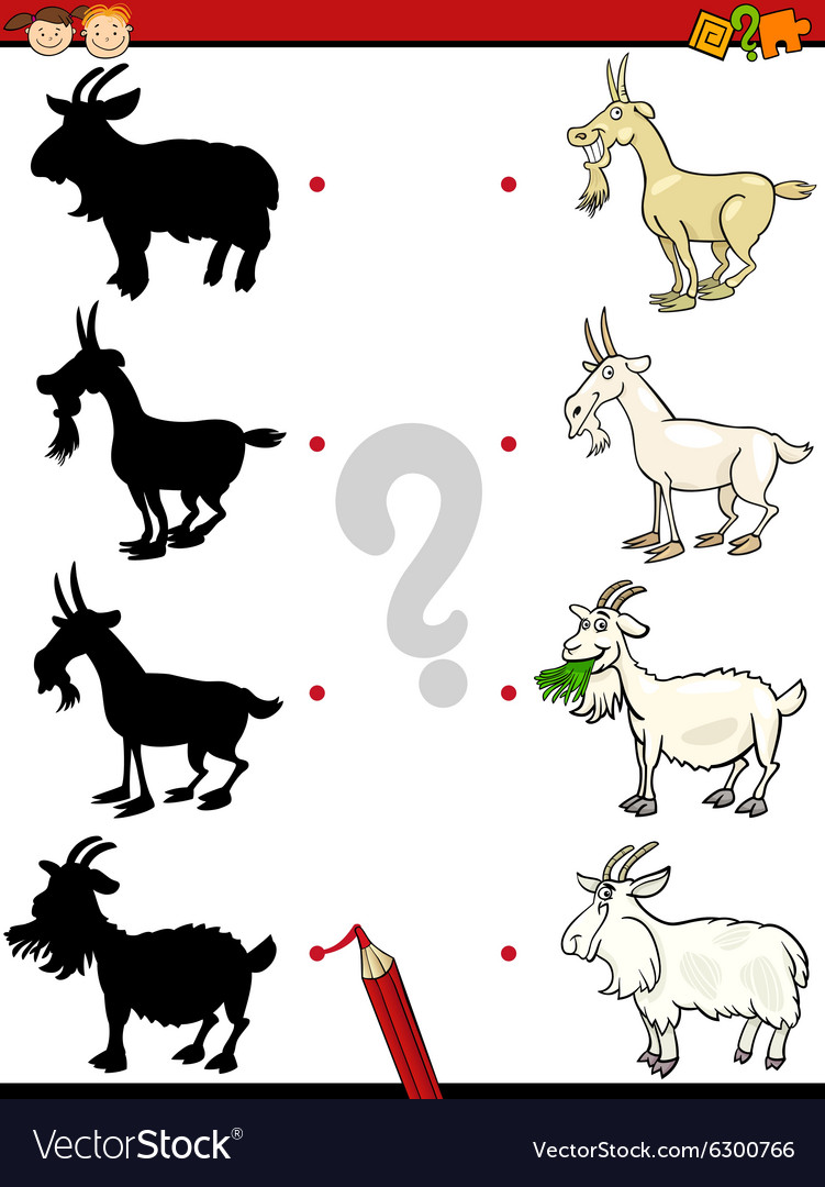 Shadows task with goat Royalty Free Vector Image