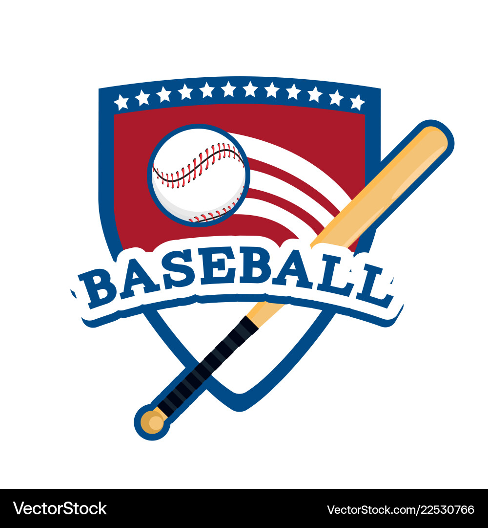 Shield sticker to baseball sport game Royalty Free Vector