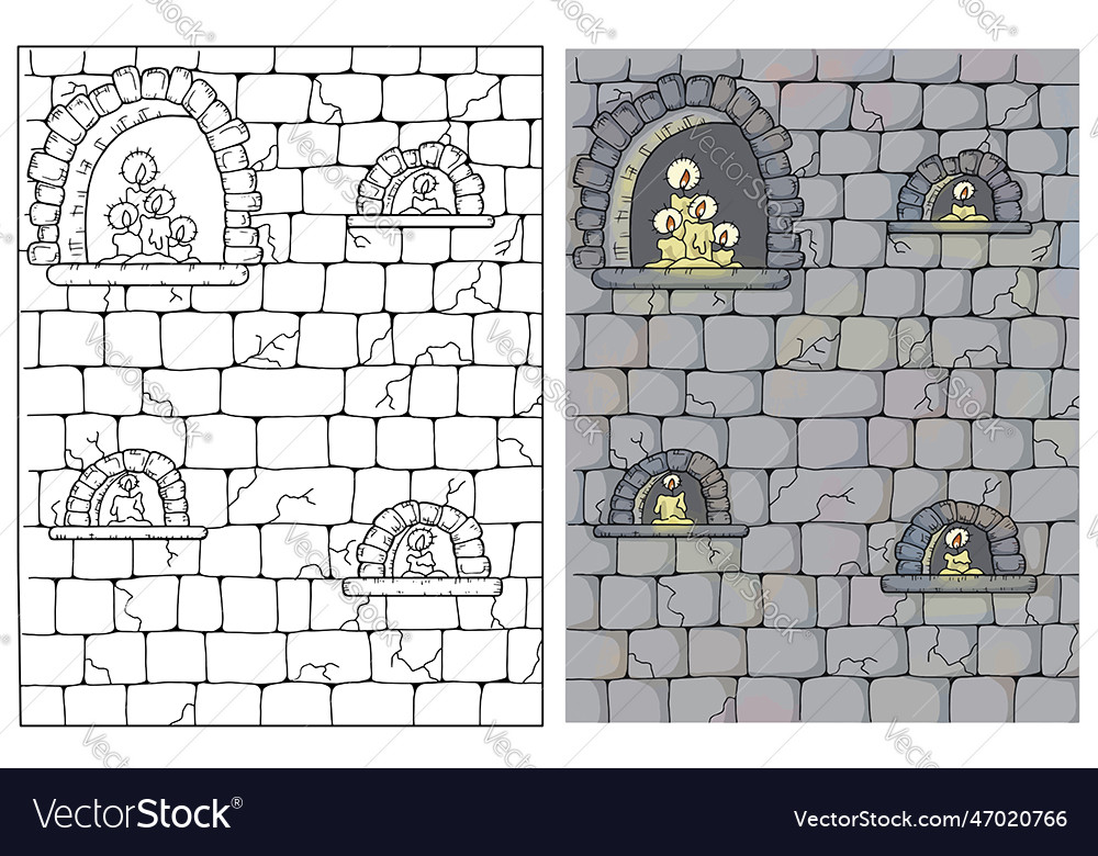 Vintage art with old castle wall Royalty Free Vector Image
